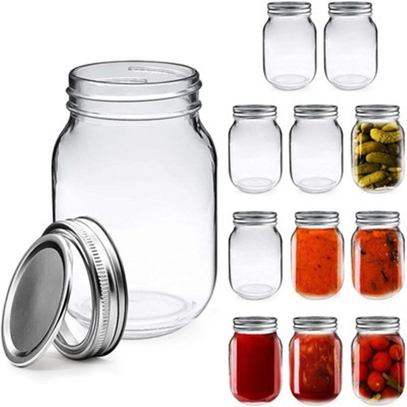 3-25oz square sealed mason jar airtight jar split tops - Reihey Glass